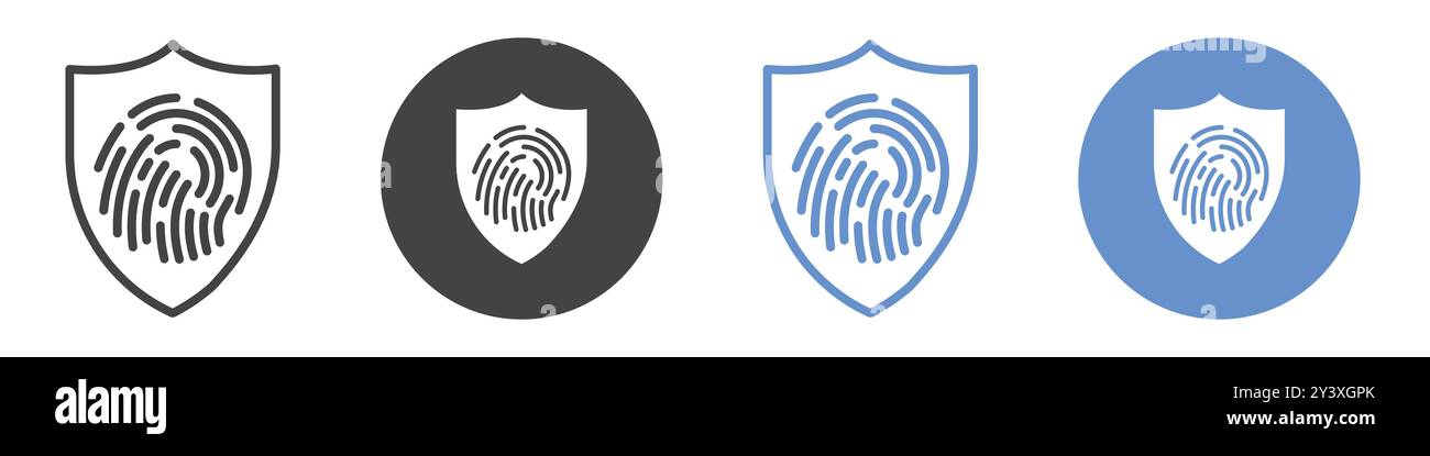 Biometric security icon Vector symbol or sign set collection in black ...