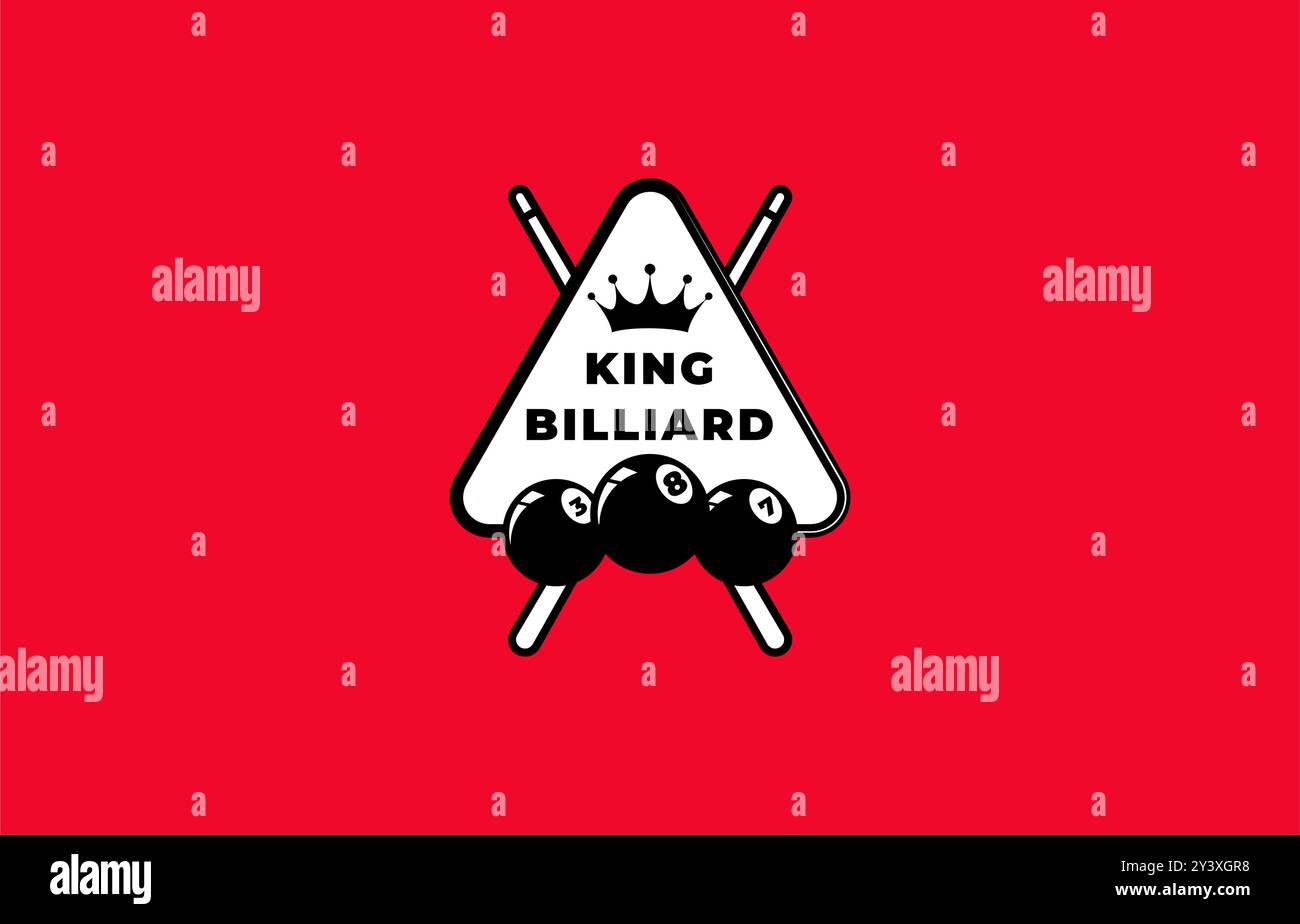 Logo Billiard king with stick, ball and crown, sport, game, strategy ...
