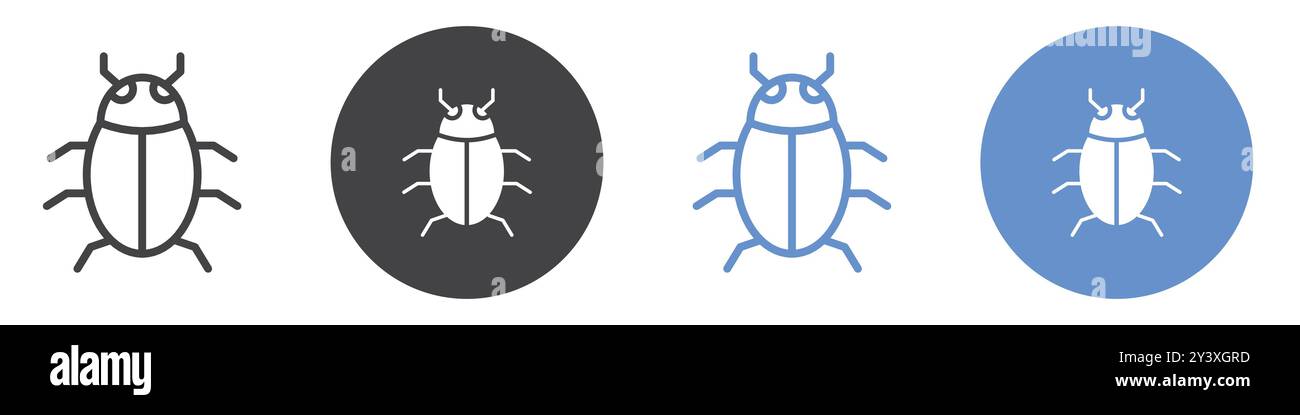 Bug icon Vector symbol or sign set collection in black and white ...