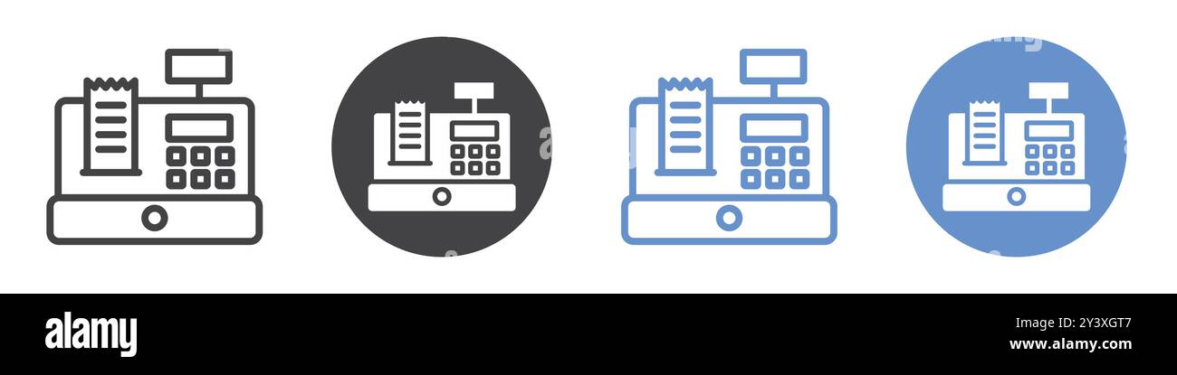 Cash register icon Vector symbol or sign set collection in black and ...