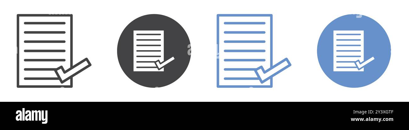 Accept document icon Vector symbol or sign set collection in black and ...