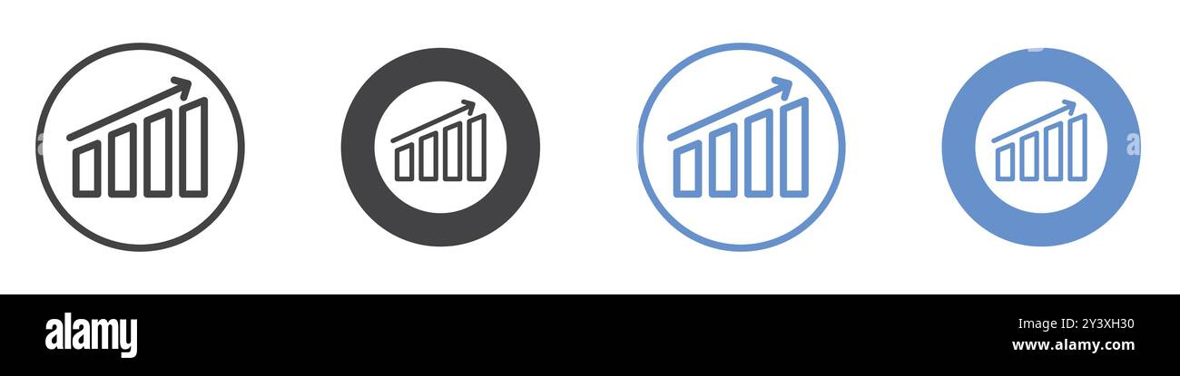 Bar Chart Icon Vector symbol or sign set collection in black and white ...