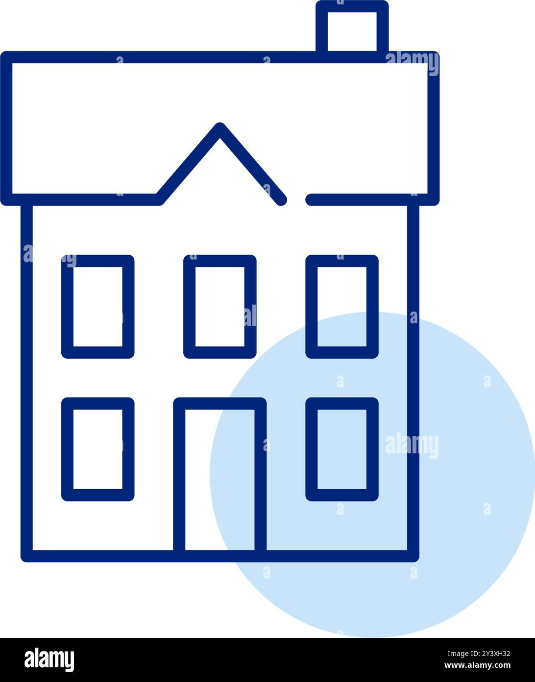 Semi-detached European house. Two-story traditional building. Real ...