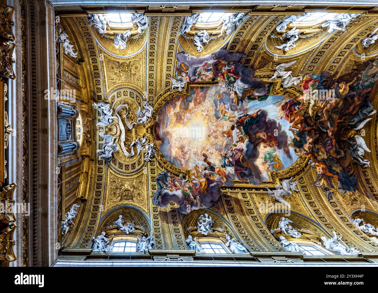 Rome, ceiling fresco interior of baroque Church of the Gesù, first ...