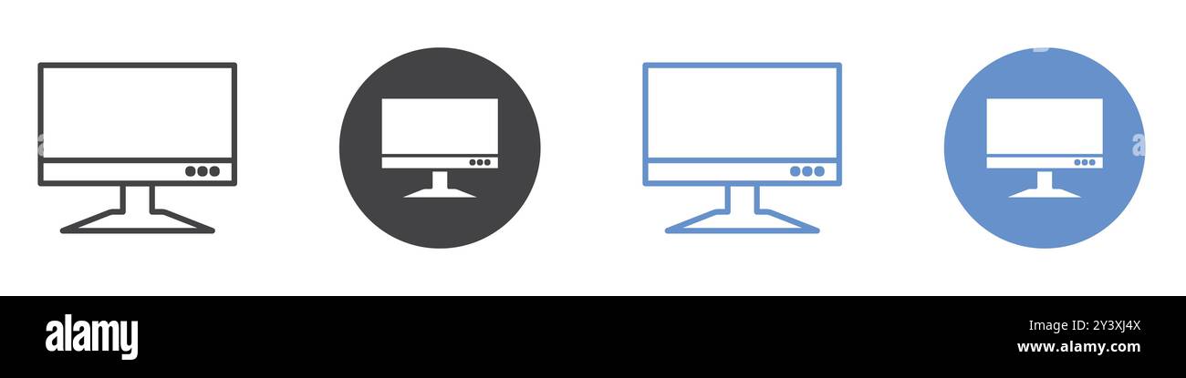 Computer Screen icon Vector symbol or sign set collection in black and ...