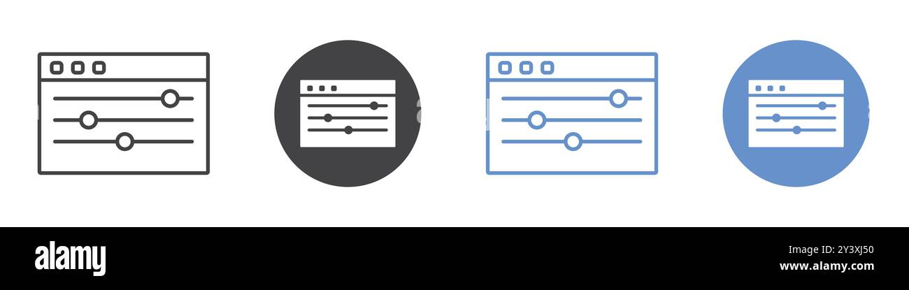 Control panel icon Vector symbol or sign set collection in black and ...