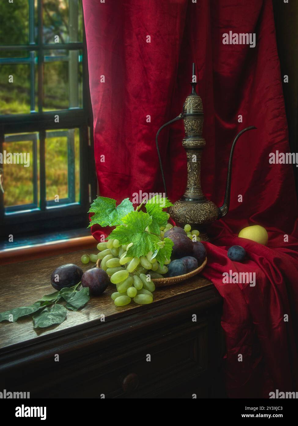 Still life with fruits at the window Stock Photo - Alamy