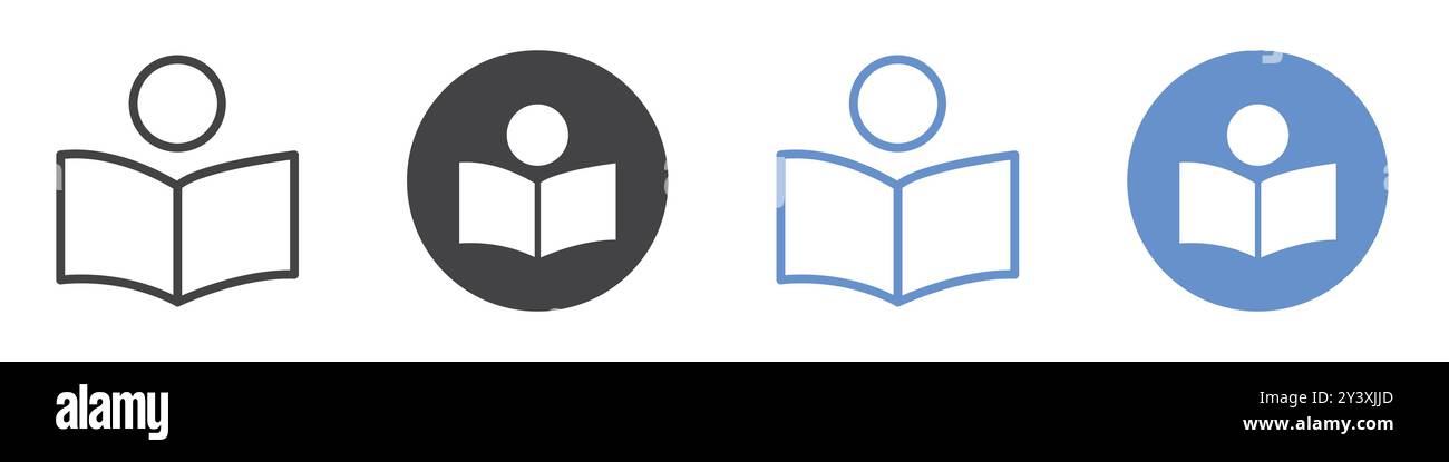 Book open reader icon Vector symbol or sign set collection in black and ...