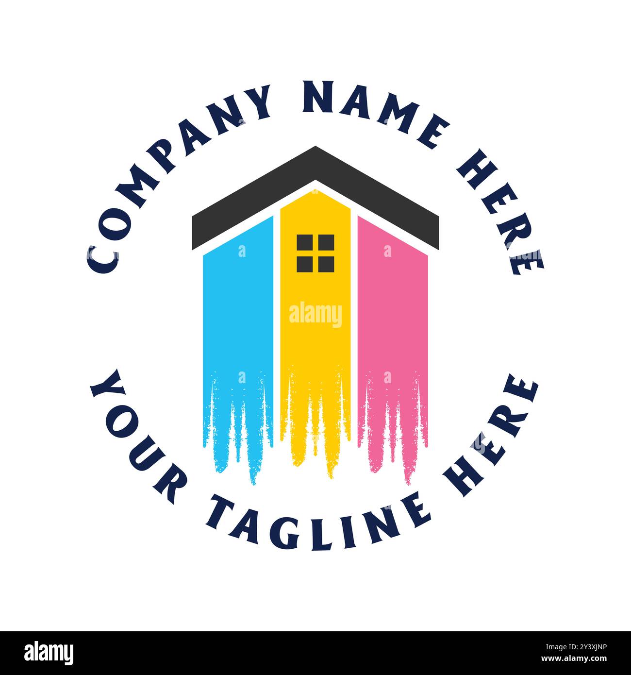 Paintbrush Brush House Badge Emblem Label for Paint Renovation Service ...