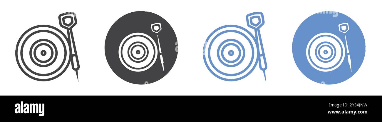 Darts icon Vector symbol or sign set collection in black and white ...