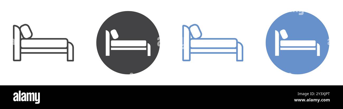 Bed icon Vector symbol or sign set collection in black and white ...