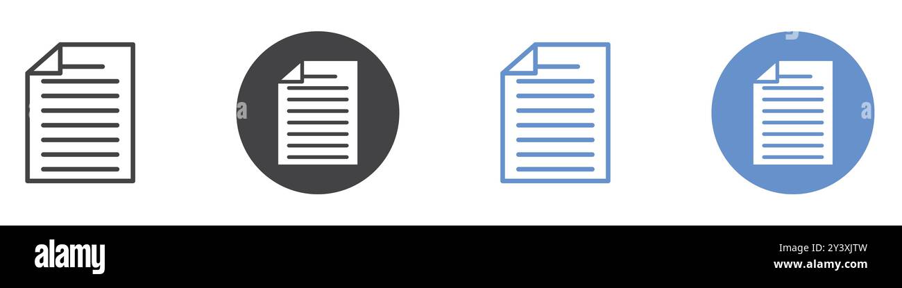 Document icon Vector symbol or sign set collection in black and white ...