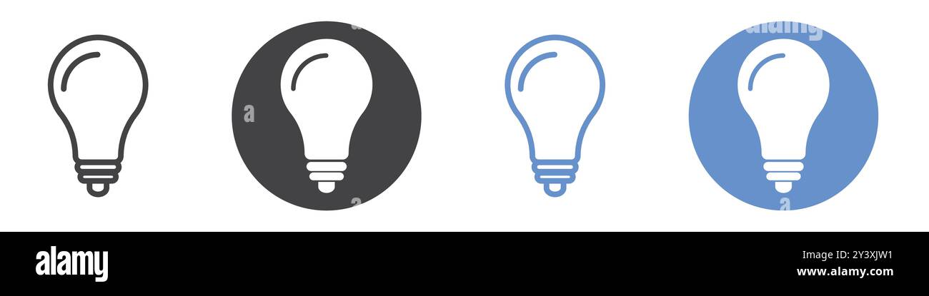 Bulb icon Vector symbol or sign set collection in black and white ...