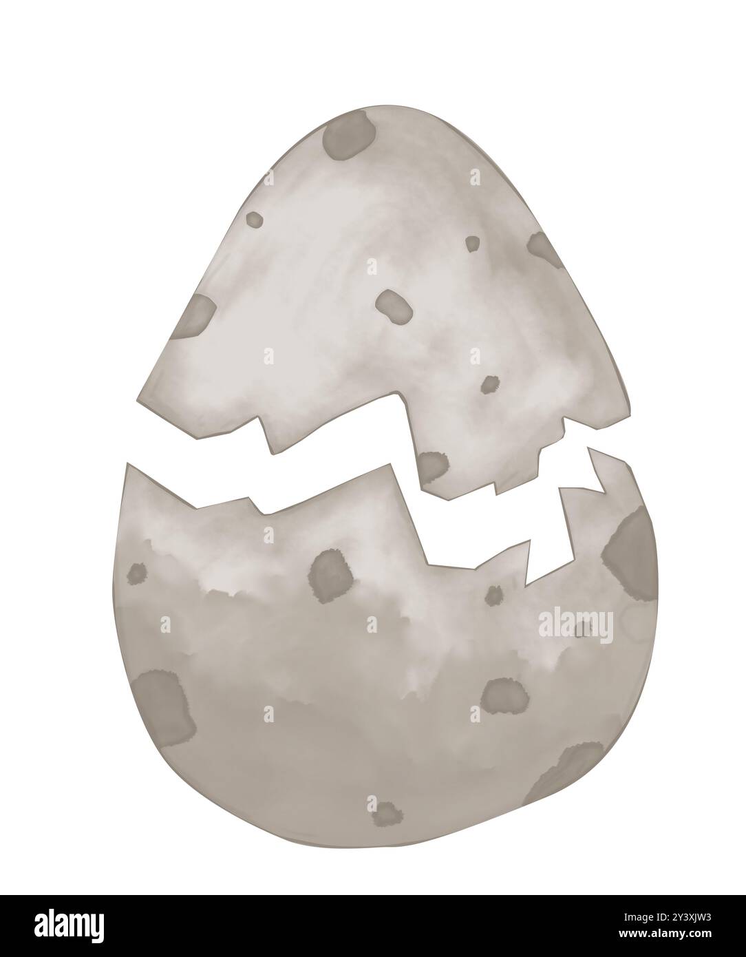 Dinosaur egg split into two parts spotted watercolor digital style ...