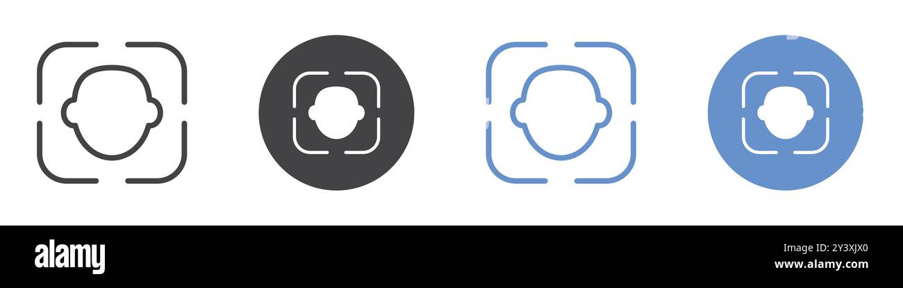 Face id icon Vector symbol or sign set collection in black and white ...