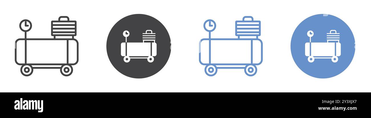 Compressor icon Vector symbol or sign set collection in black and white ...