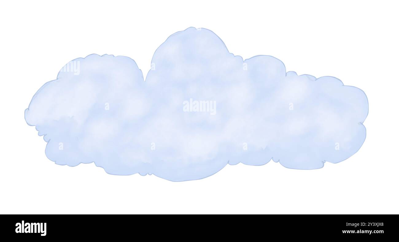 Cloud big fluffy blue in watercolor technique neat illustration color ...