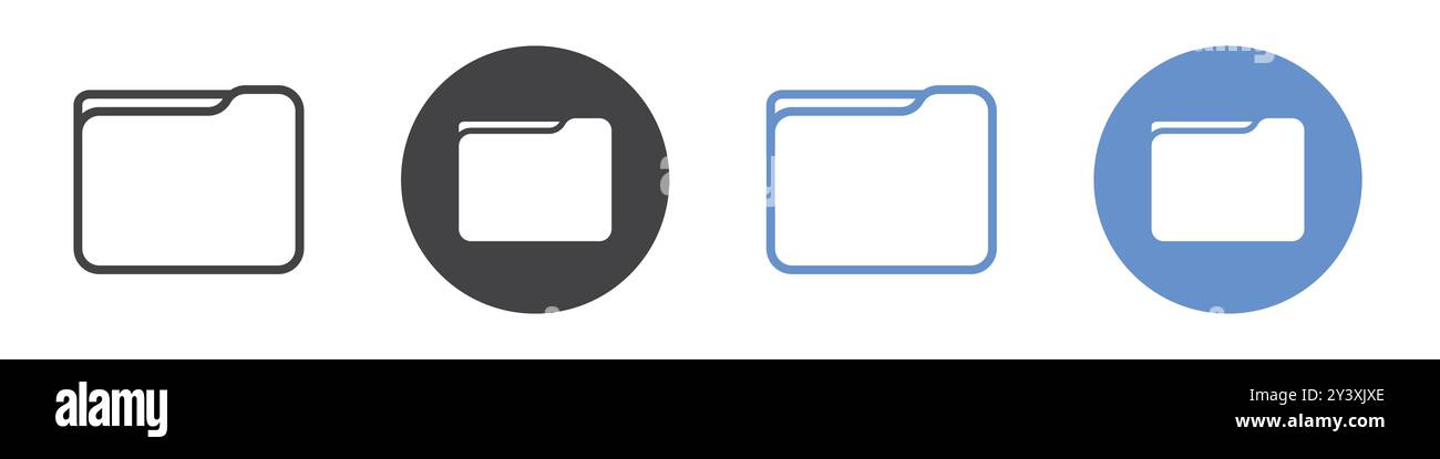 Folder icon Vector symbol or sign set collection in black and white ...