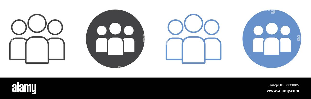 Community icon Vector symbol or sign set collection in black and white ...