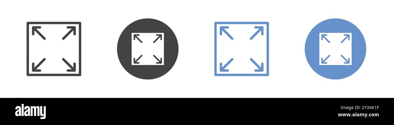 Expand Icon Vector Symbol Or Sign Set Collection In Black And White Outline Stock Vector Image