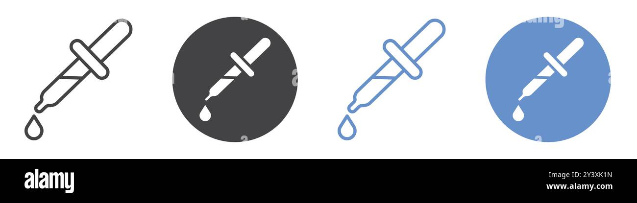 Dropper pipette Icon Vector symbol or sign set collection in black and ...