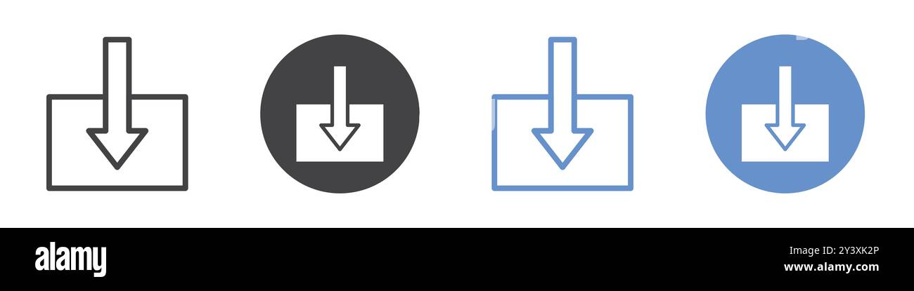 Import icon Vector symbol or sign set collection in black and white ...