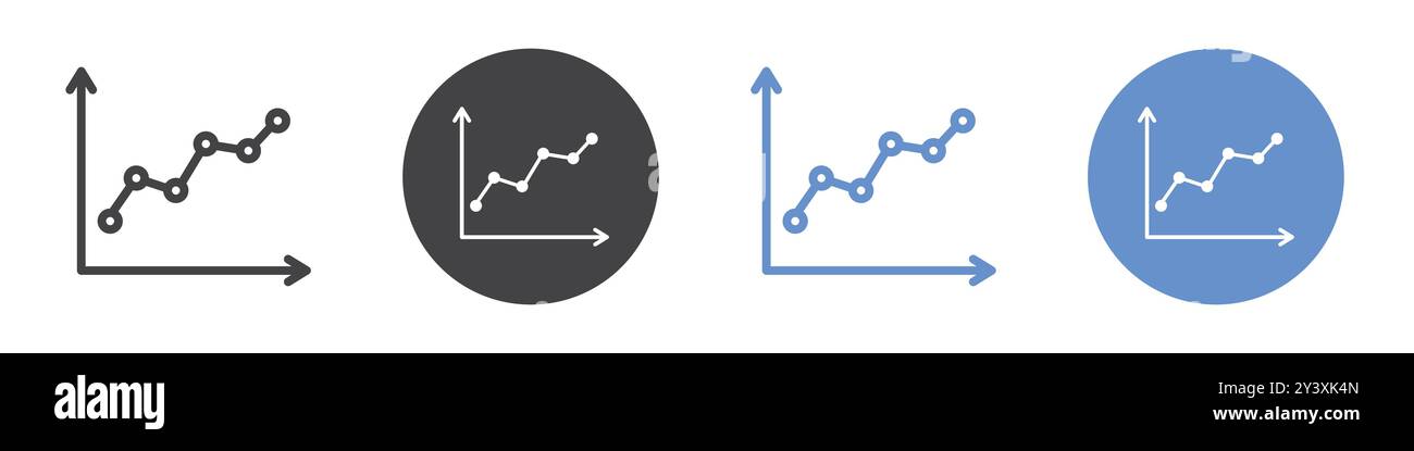 Line chart icon Vector symbol or sign set collection in black and white ...