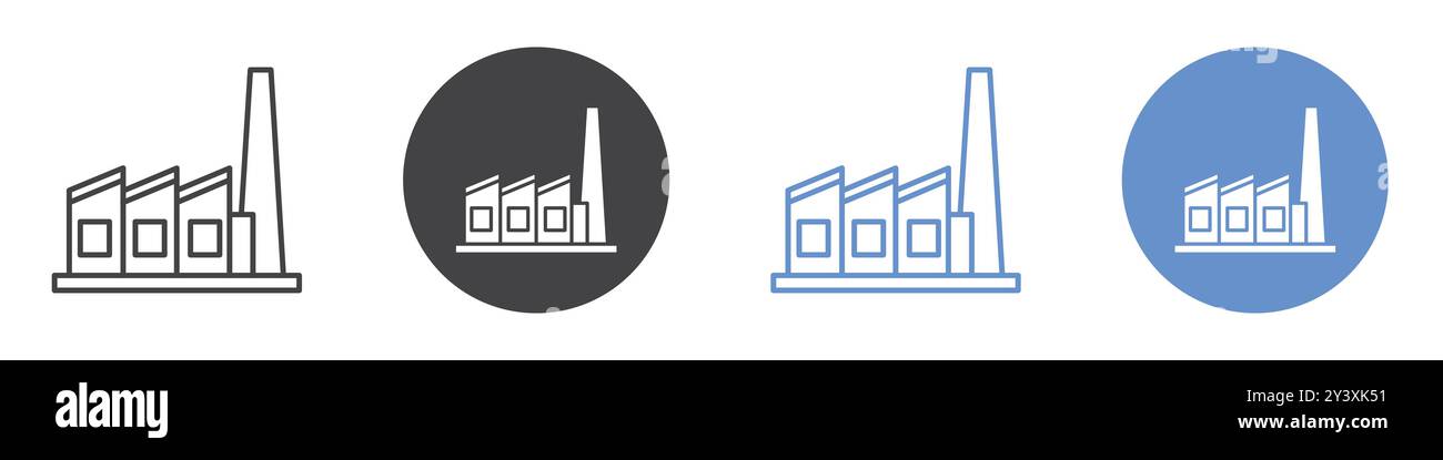 Factory icon Vector symbol or sign set collection in black and white ...