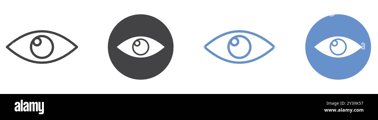 Eye icon Vector symbol or sign set collection in black and white ...