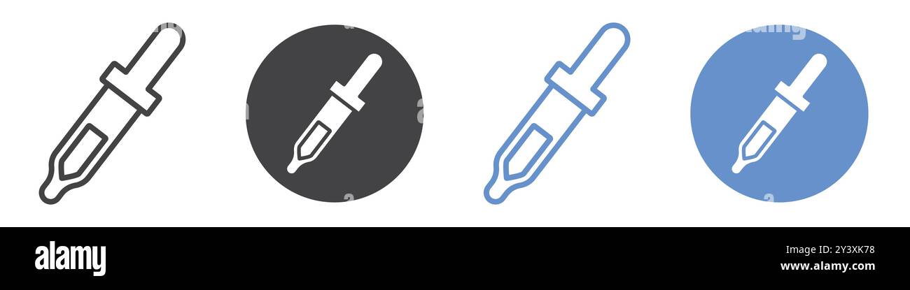 Eye Dropper Icon Vector symbol or sign set collection in black and white outline Stock Vector ...