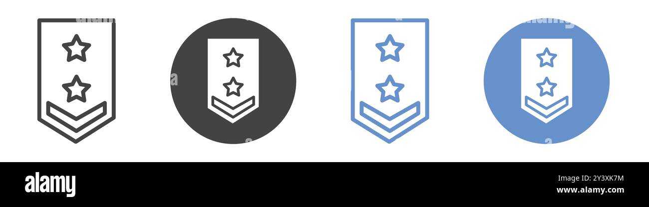 Military rank badge icon Vector symbol or sign set collection in black ...