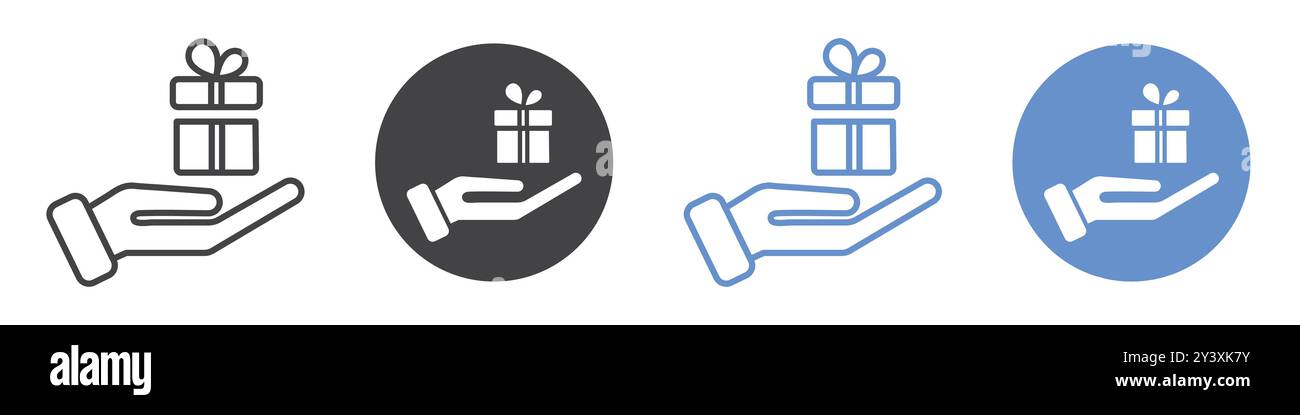 Hand holding box icon Vector symbol or sign set collection in black and ...