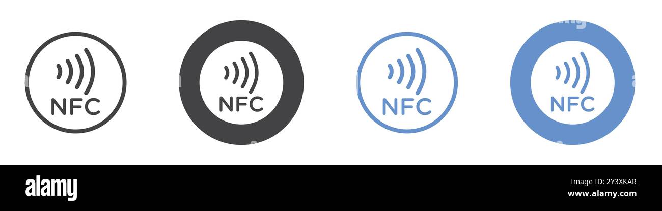 NFC icon Vector symbol or sign set collection in black and white ...