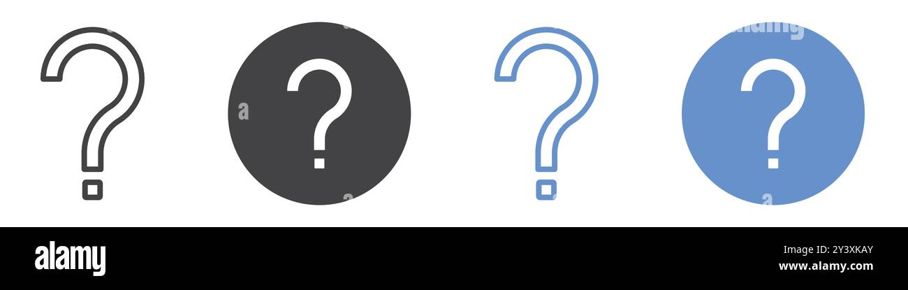 Interrogation icon Vector symbol or sign set collection in black and white outline Stock Vector ...