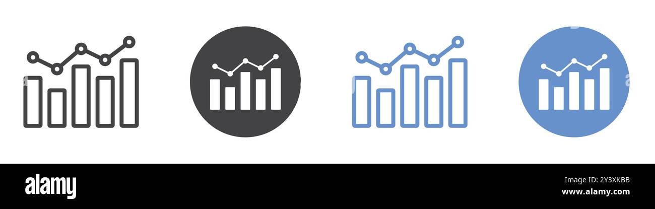 Chart Icon Vector symbol or sign set collection in black and white ...