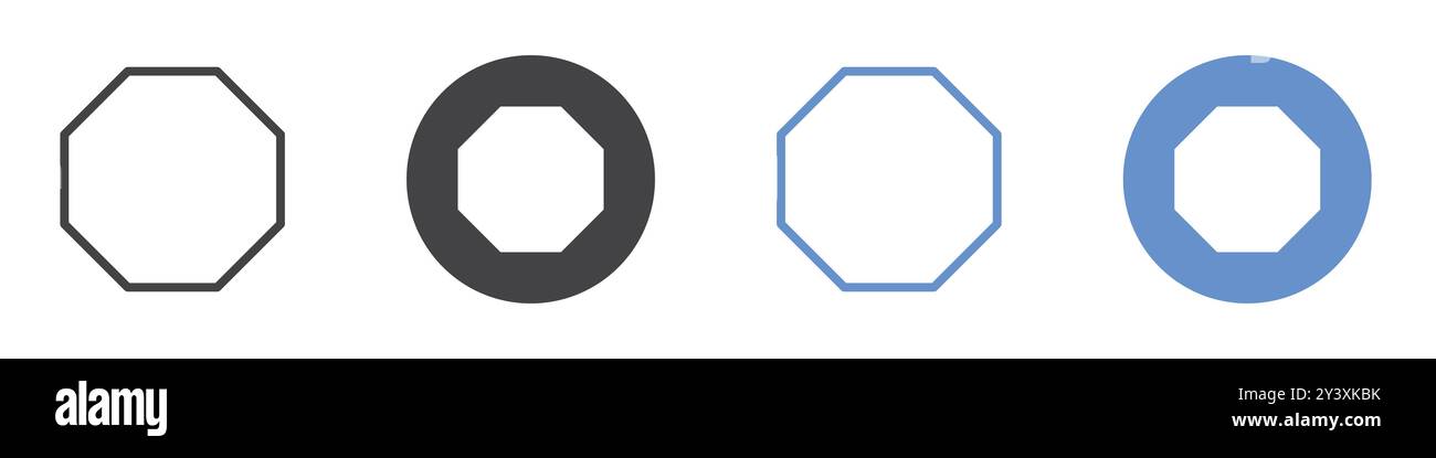 Octagon icon Vector symbol or sign set collection in black and white ...