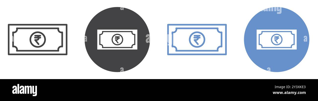 Indian rupee icon Vector symbol or sign set collection in black and ...