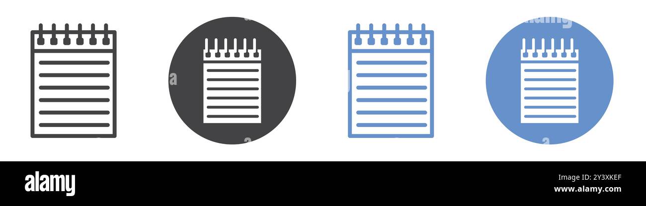 Notepad icon Vector symbol or sign set collection in black and white ...