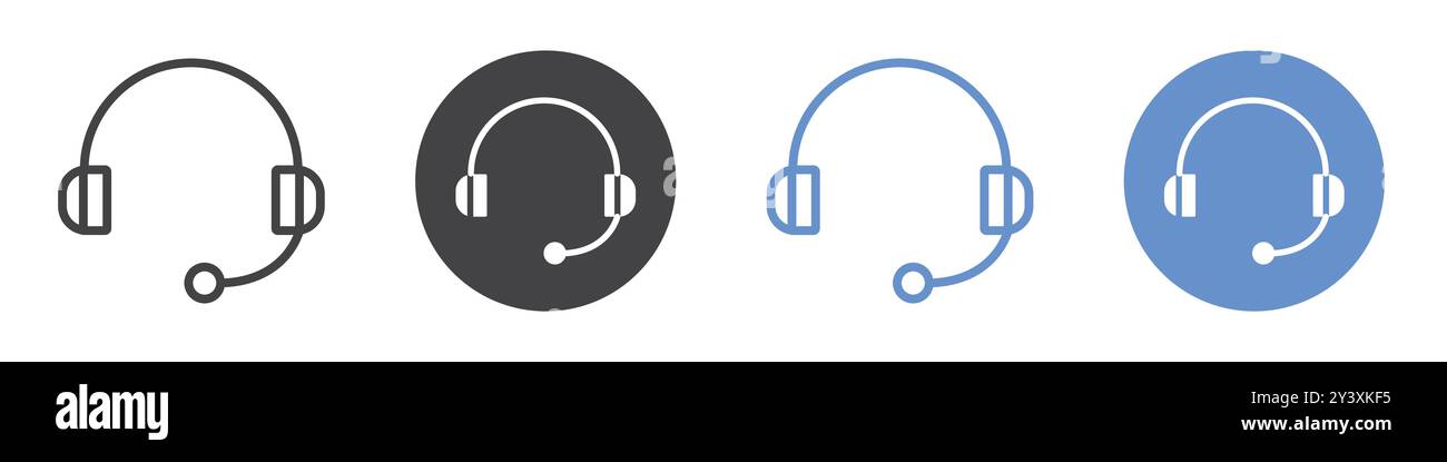 Headset icon Vector symbol or sign set collection in black and white ...
