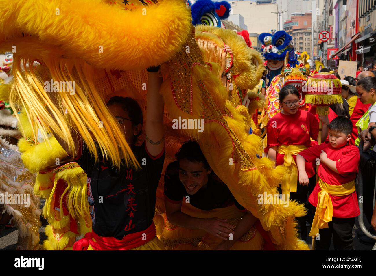 Members of the Chinese community in Sao Paulo, Brazil, gather in the ...
