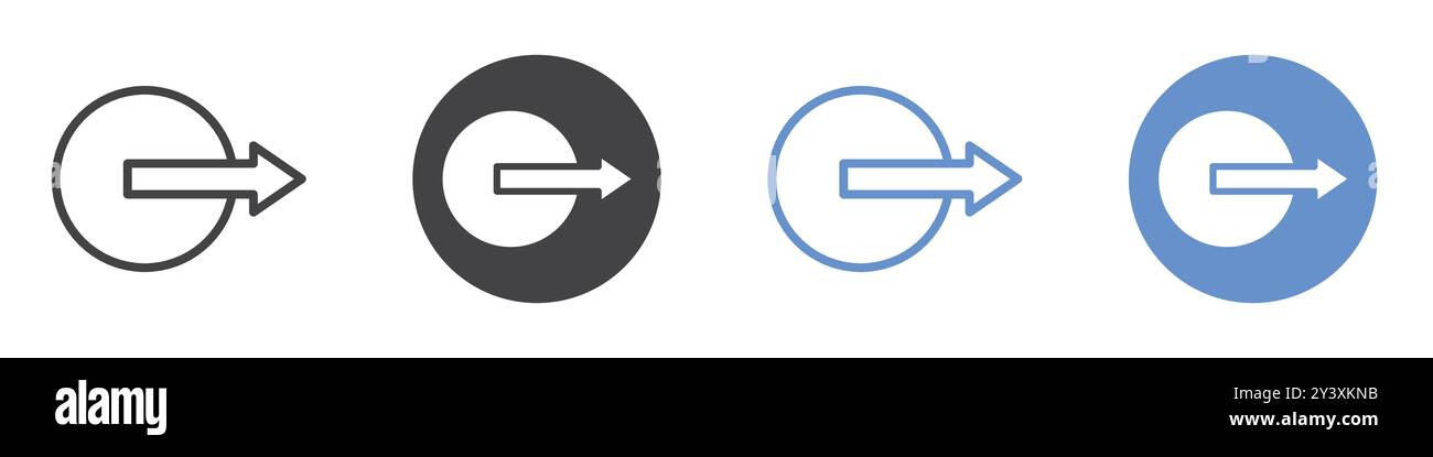 Log out icon Vector symbol or sign set collection in black and white ...