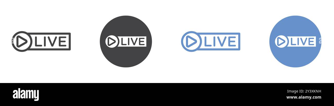 Live icon Vector symbol or sign set collection in black and white ...
