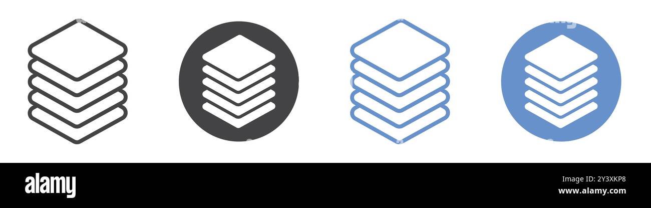 Layers icon Vector symbol or sign set collection in black and white ...