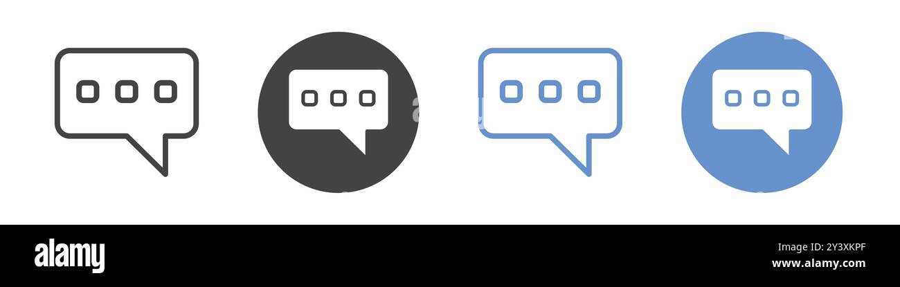 Message icon Vector symbol or sign set collection in black and white ...
