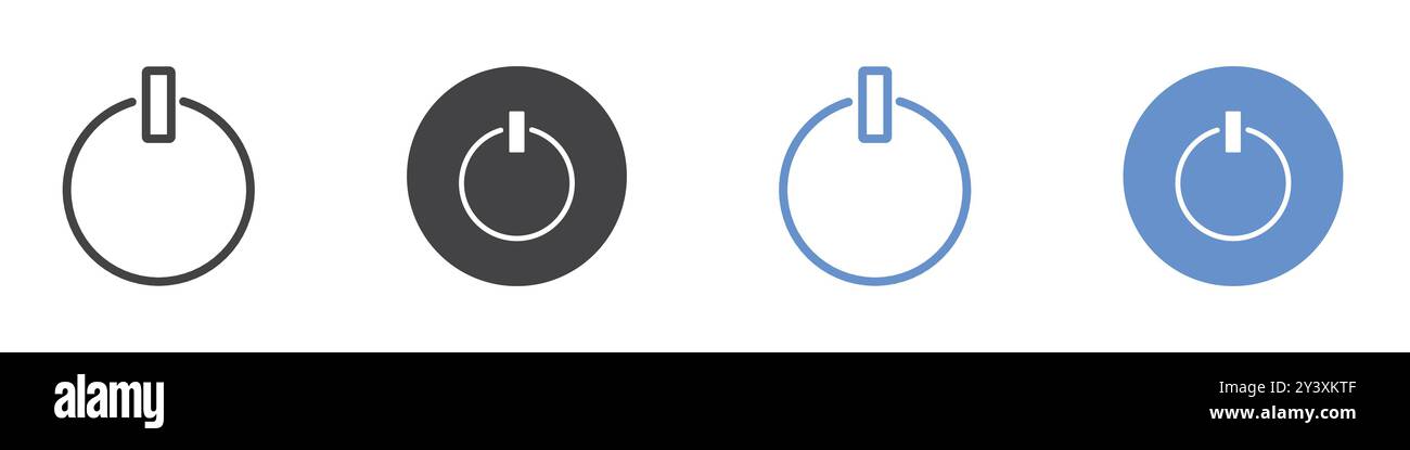 Power button icon Vector symbol or sign set collection in black and ...