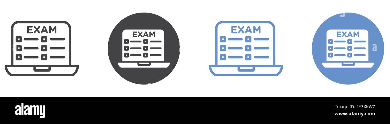 Online exam test icon Vector symbol or sign set collection in black and ...