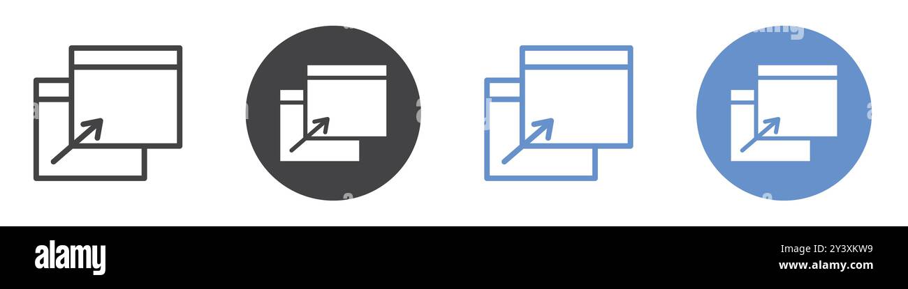 Pop up icon Vector symbol or sign set collection in black and white ...