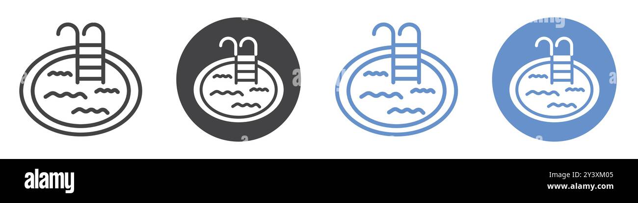 Swimming pool icon Vector symbol or sign set collection in black and ...