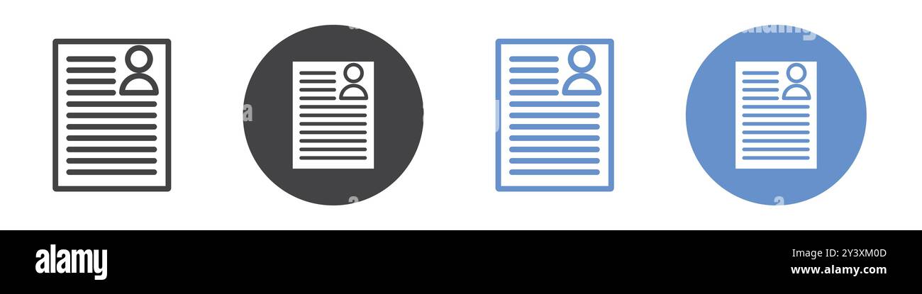 Resume icon Vector symbol or sign set collection in black and white ...