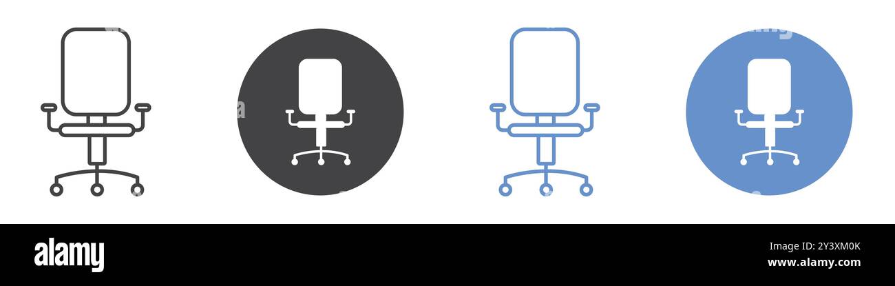 Office chair icon Vector symbol or sign set collection in black and ...